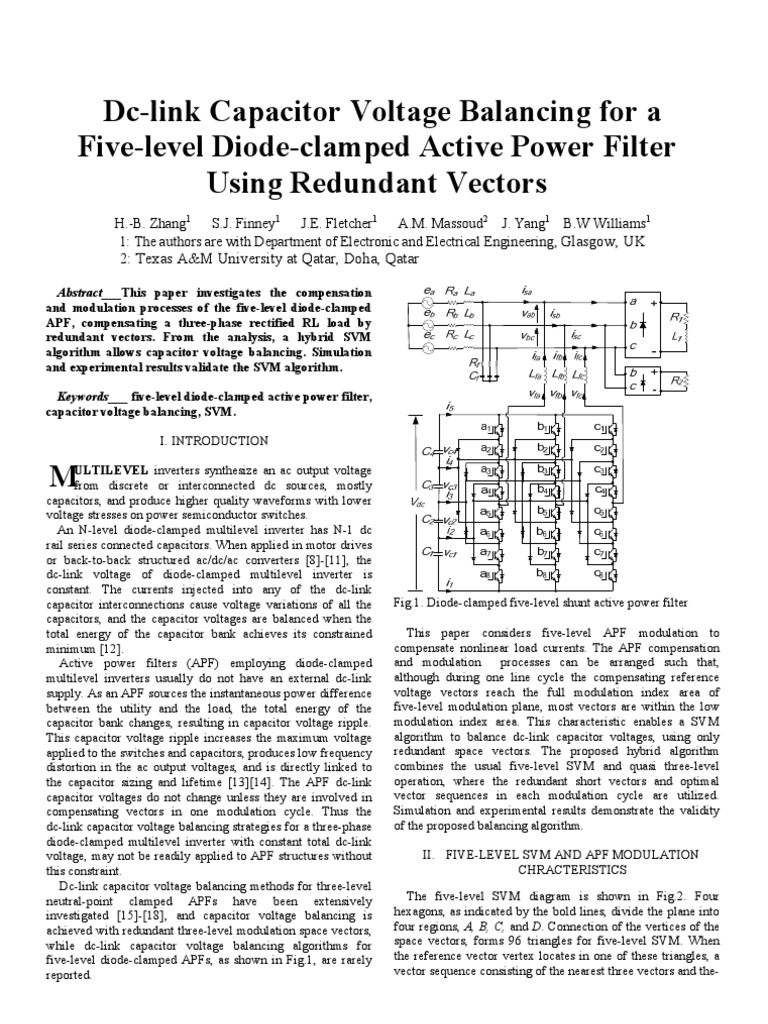 Dc-Link Capacitor Voltage Balancing For A Five-Level Diode-Clamped ...