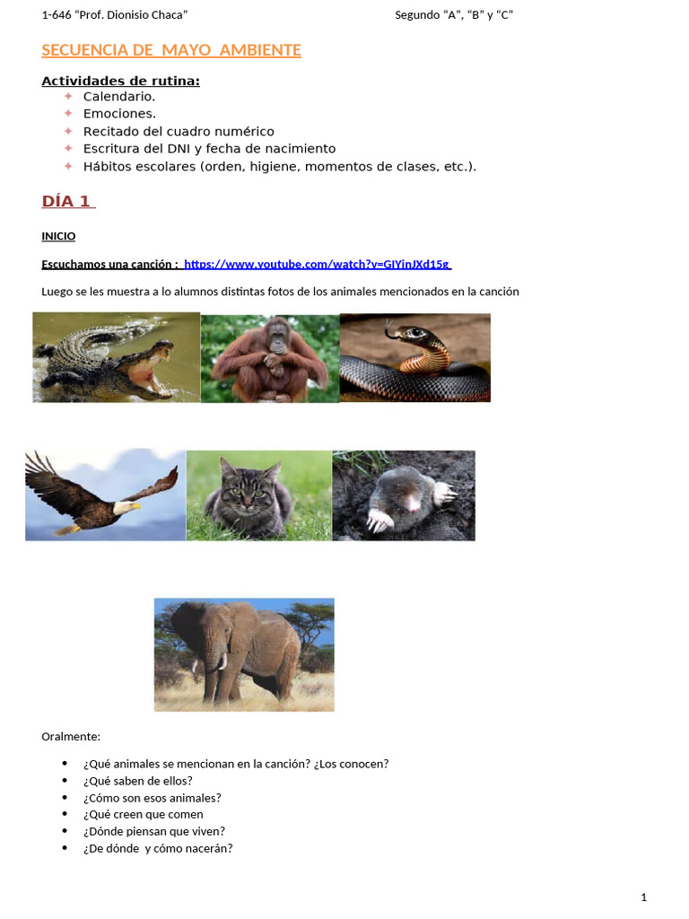Secuencia de Mayo Ambiente 2do Chaca | PDF | Organismos | Zoología