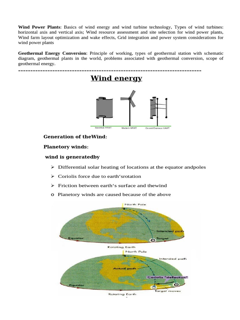 Module 3 ( Wind & Geothermal Energy) | PDF | Geothermal Energy | Wind ...