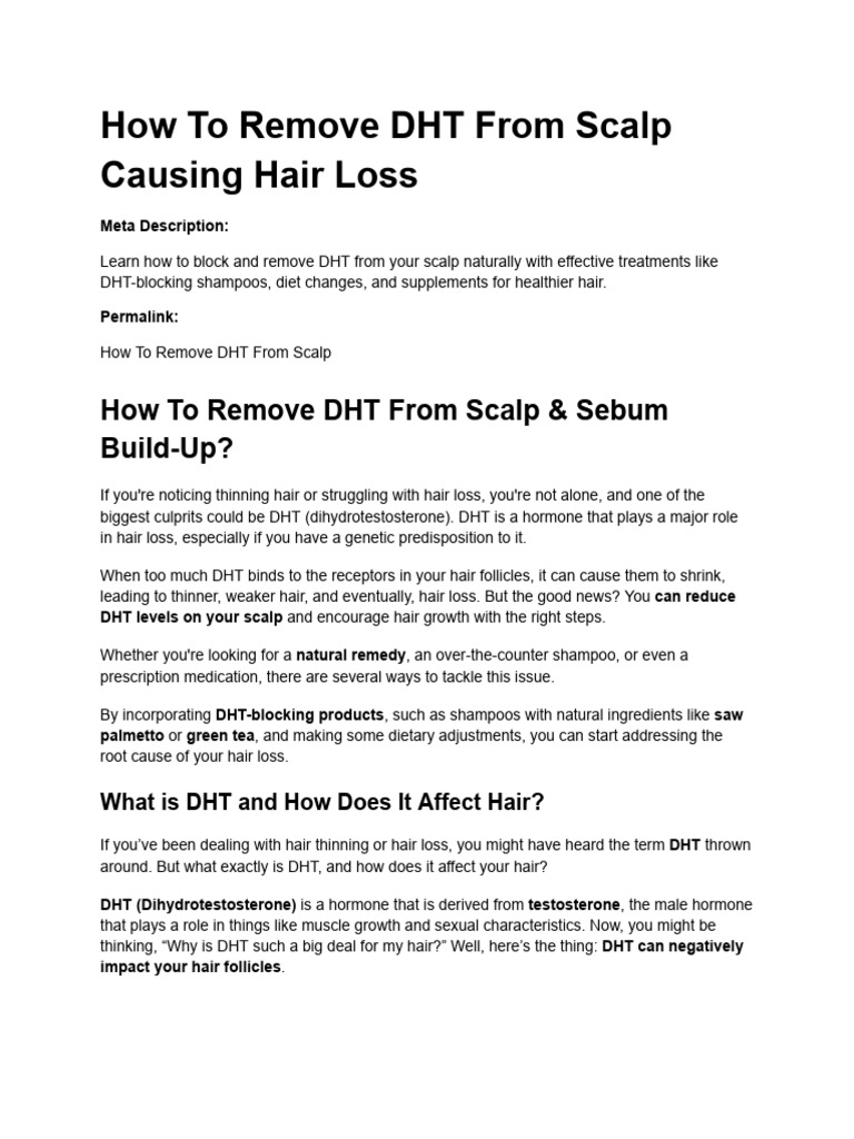 How To Remove DHT From Scalp | PDF | Hair Loss | Hair