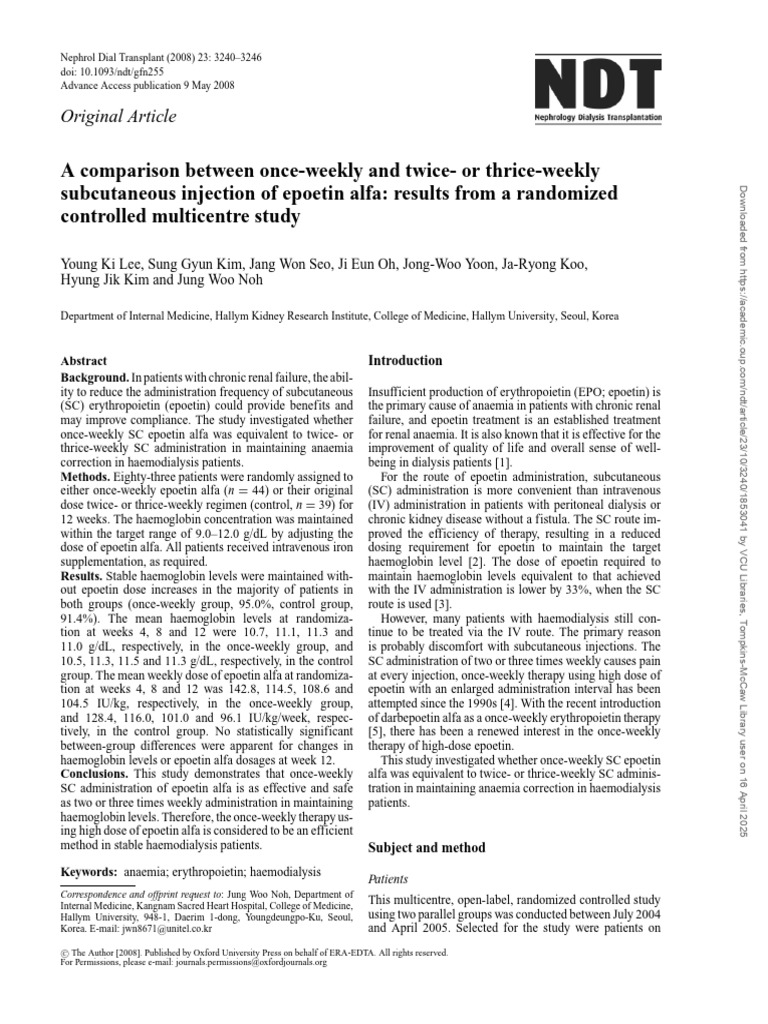 A Comparison Between Once-Weekly and Twice - or Thrice-Weekly SQ ...