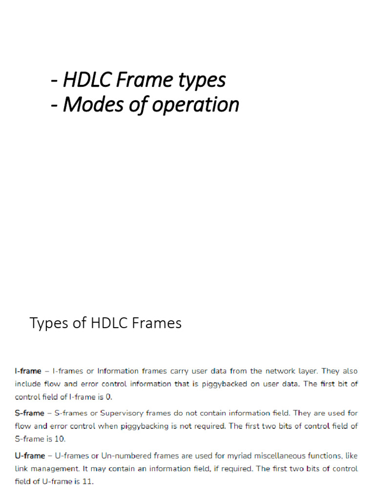 HDLC Frame Types and Operations Guide | PDF | Physical Layer Protocols | Networking Standards