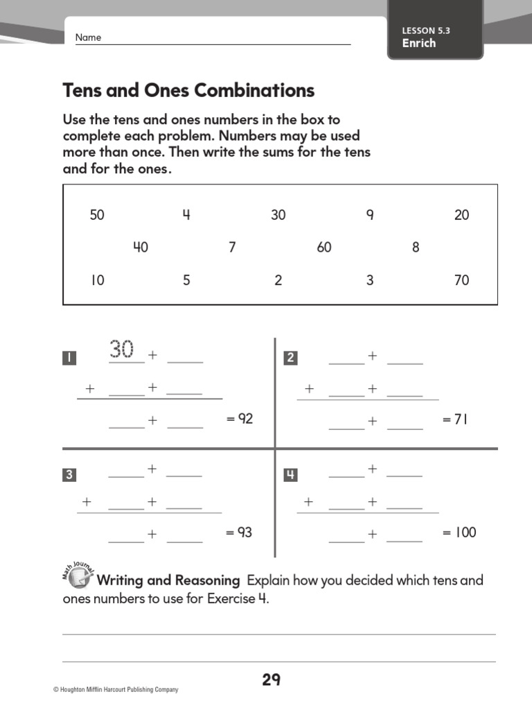 G2 GoMath en NL Enrich C05L03 Tens and Ones Combinations | PDF