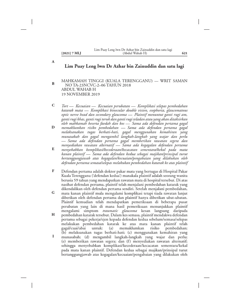 Lim Puay Leng LWN DR Azhar Bin Zainuddin Dan Satu Lagi | PDF