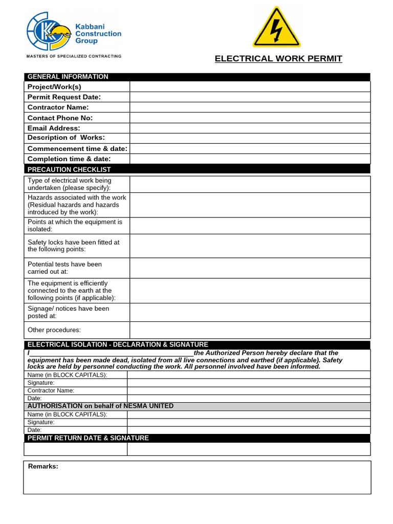 Electrical Work Permit | PDF