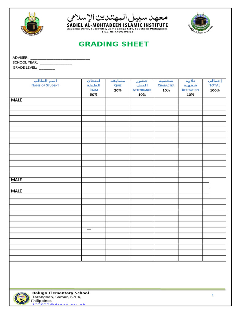 Grading Sheet | PDF