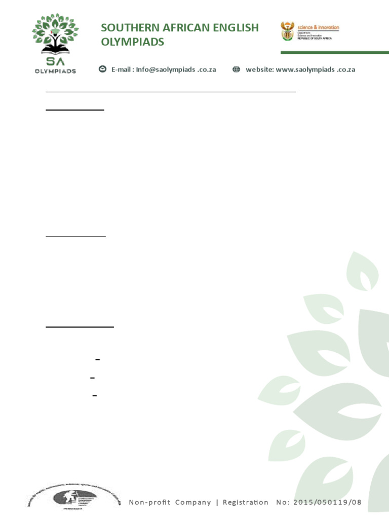 English Olympiad 2023 Grade 9 Answer Sheet | PDF | Semantic Units | Syntax