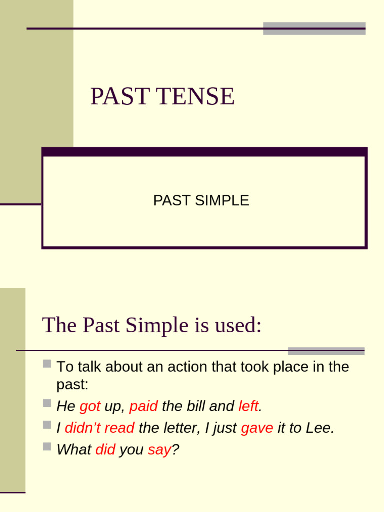 Past Simple Tense Overview | PDF