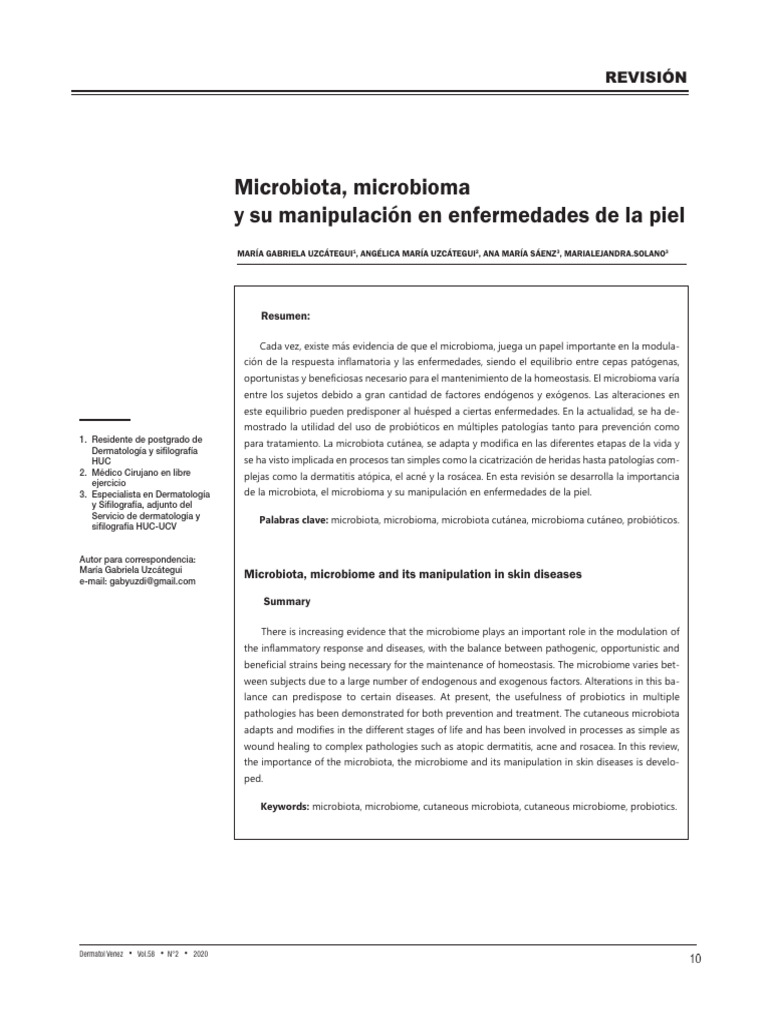 MICROBIOMA Y PIEL | PDF | Medicina CLINICA | Especialidades Medicas