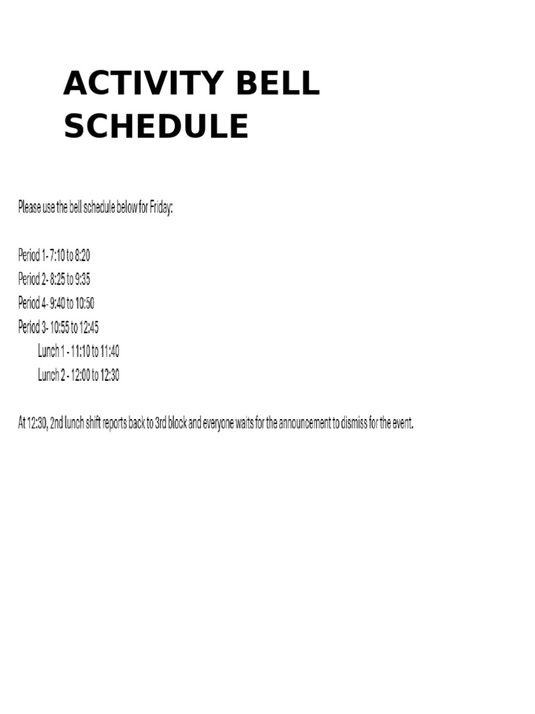 Activity Bell Schedule | PDF