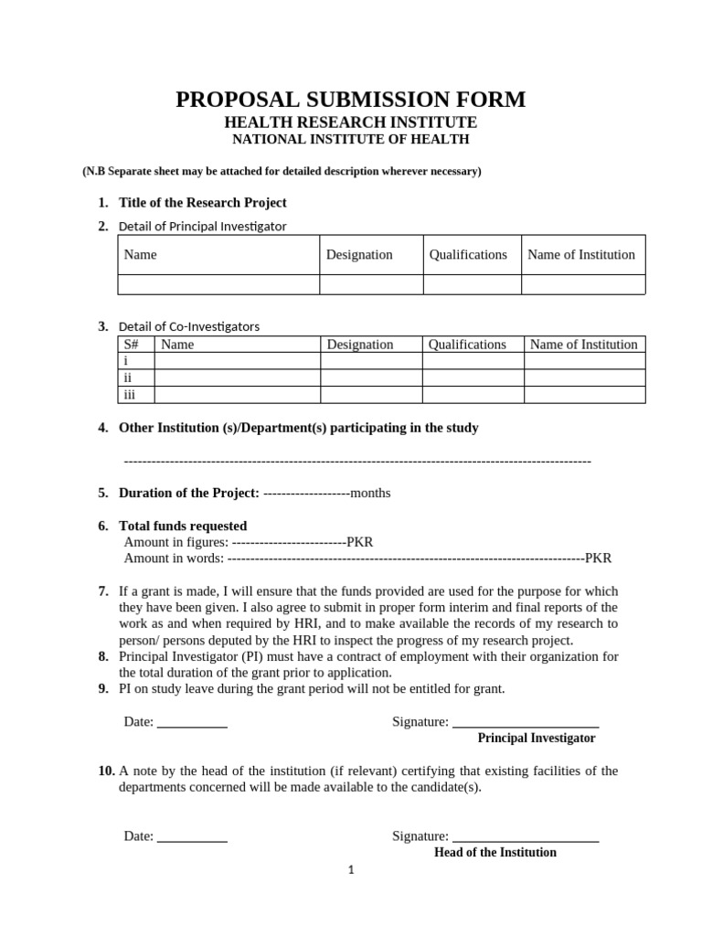 Revised Hri Proposal Submission Form | PDF | Sampling (Statistics ...
