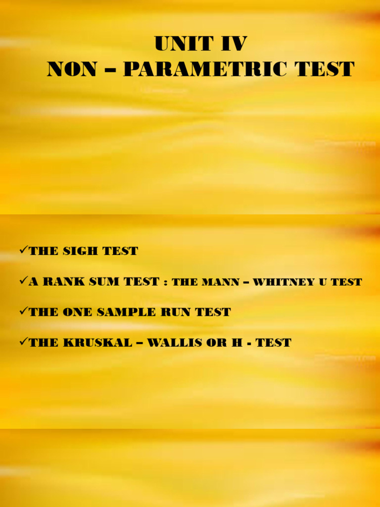 Unit Iv Non Parametric Test | PDF