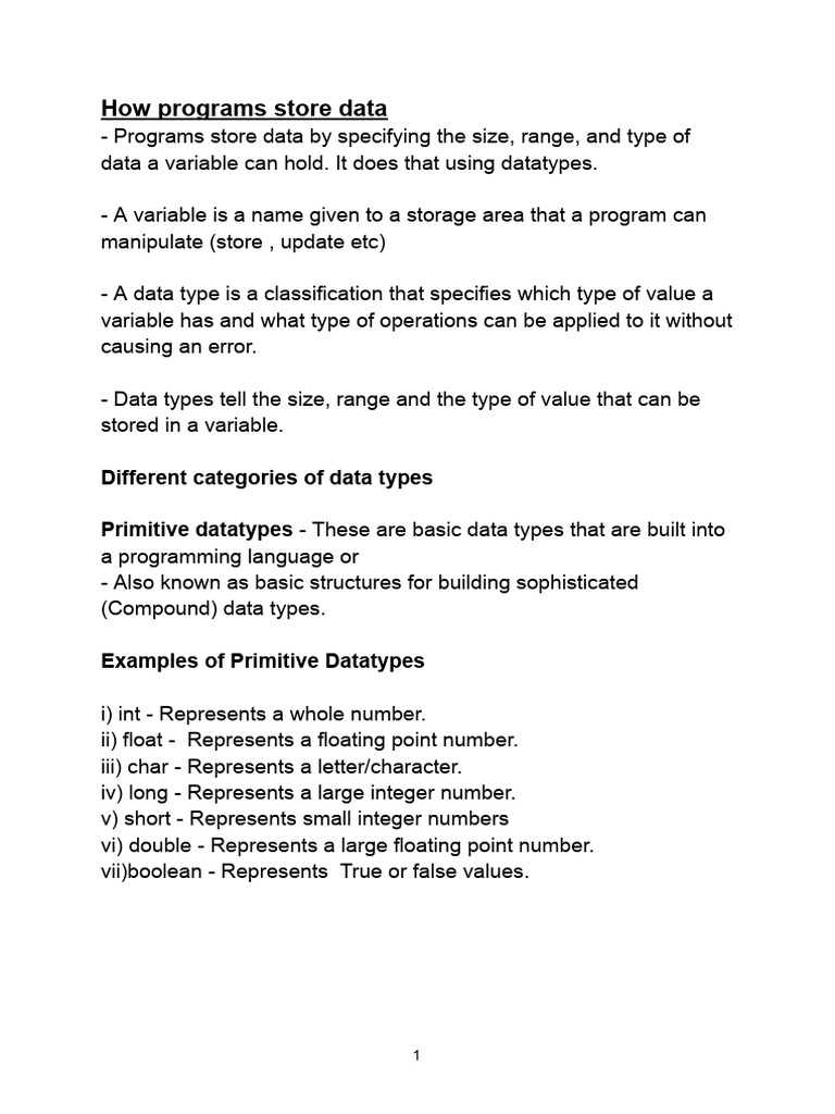 Understanding Data Types in Programming | PDF