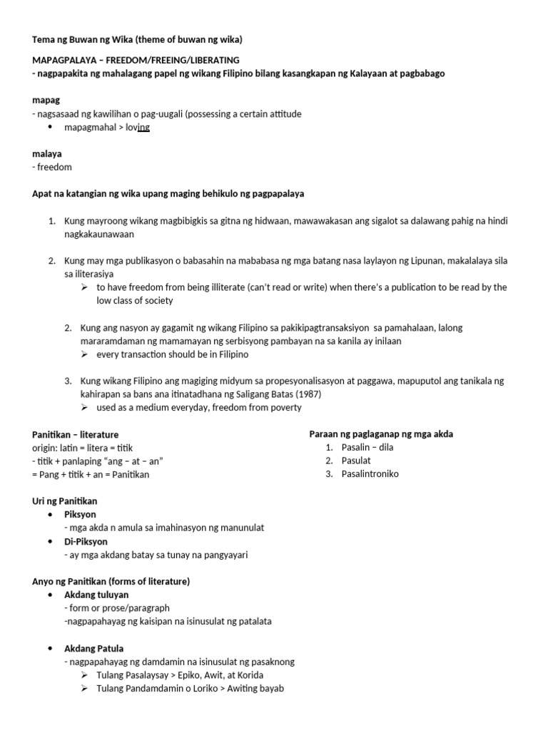 filipino - mid quarter test reviewer | PDF