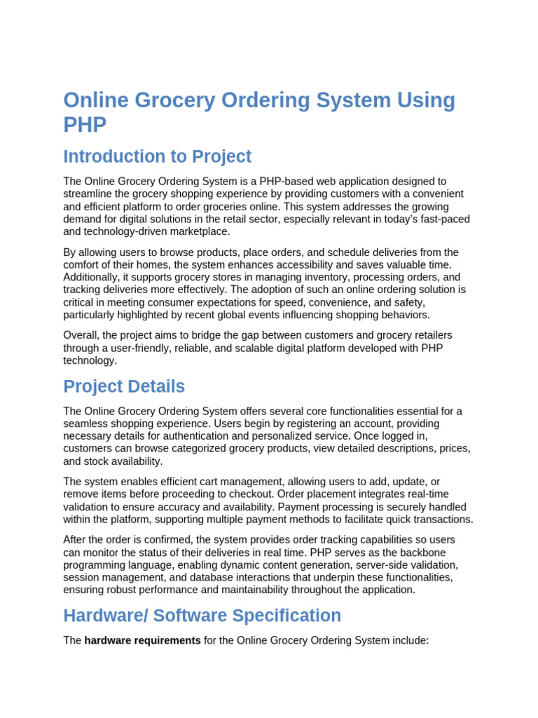 Online Grocery Ordering System Using PHP | PDF | Databases | Software ...