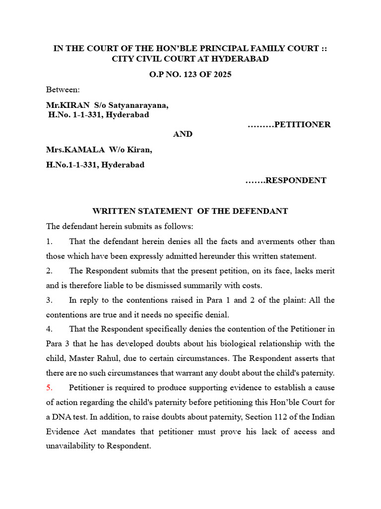 Written Statement On Behalf of Respondent | PDF | Justice | Crime ...