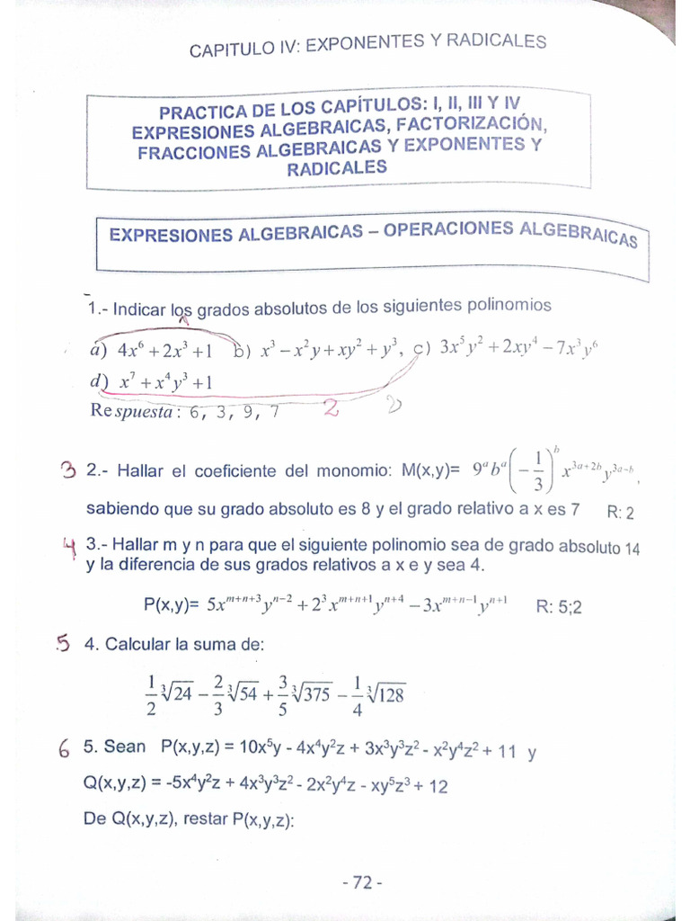 Práctica Álgebra | PDF