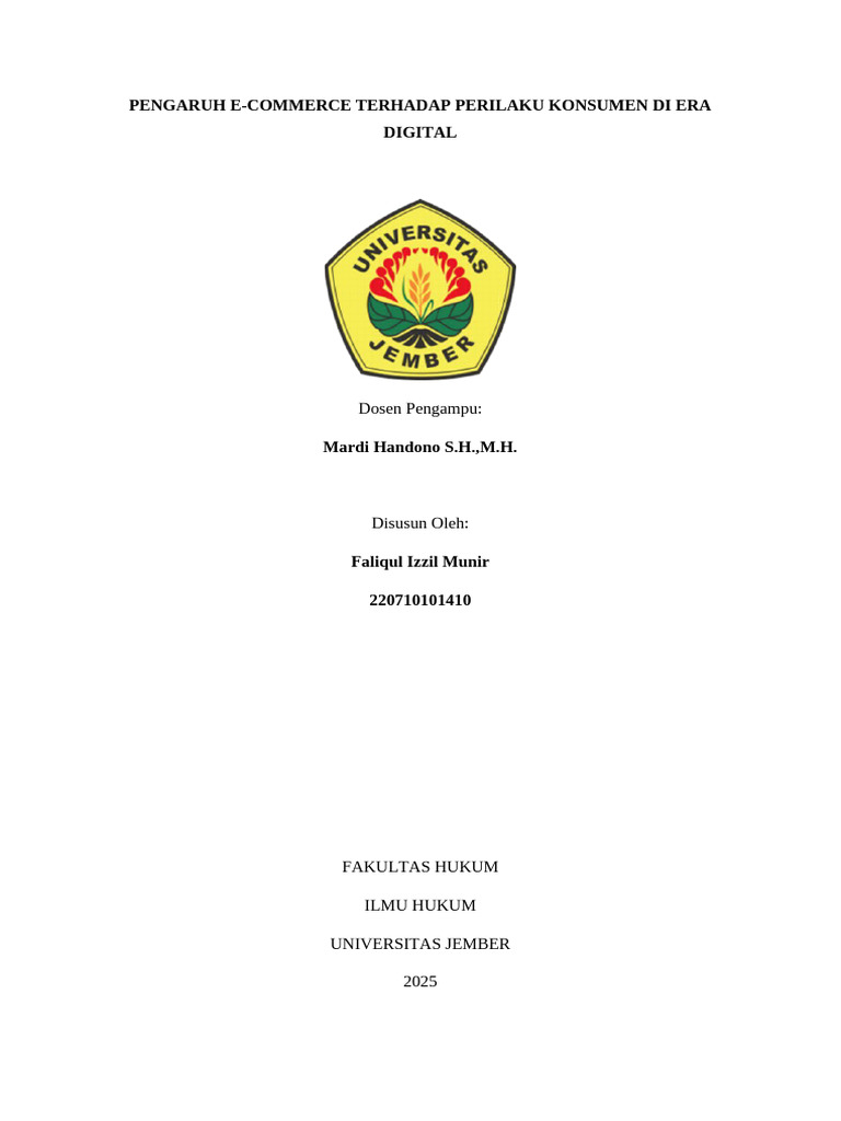 Faliqul Izzil Munir 220710101410_pengaruh E-commerce Terhadap Perilaku ...
