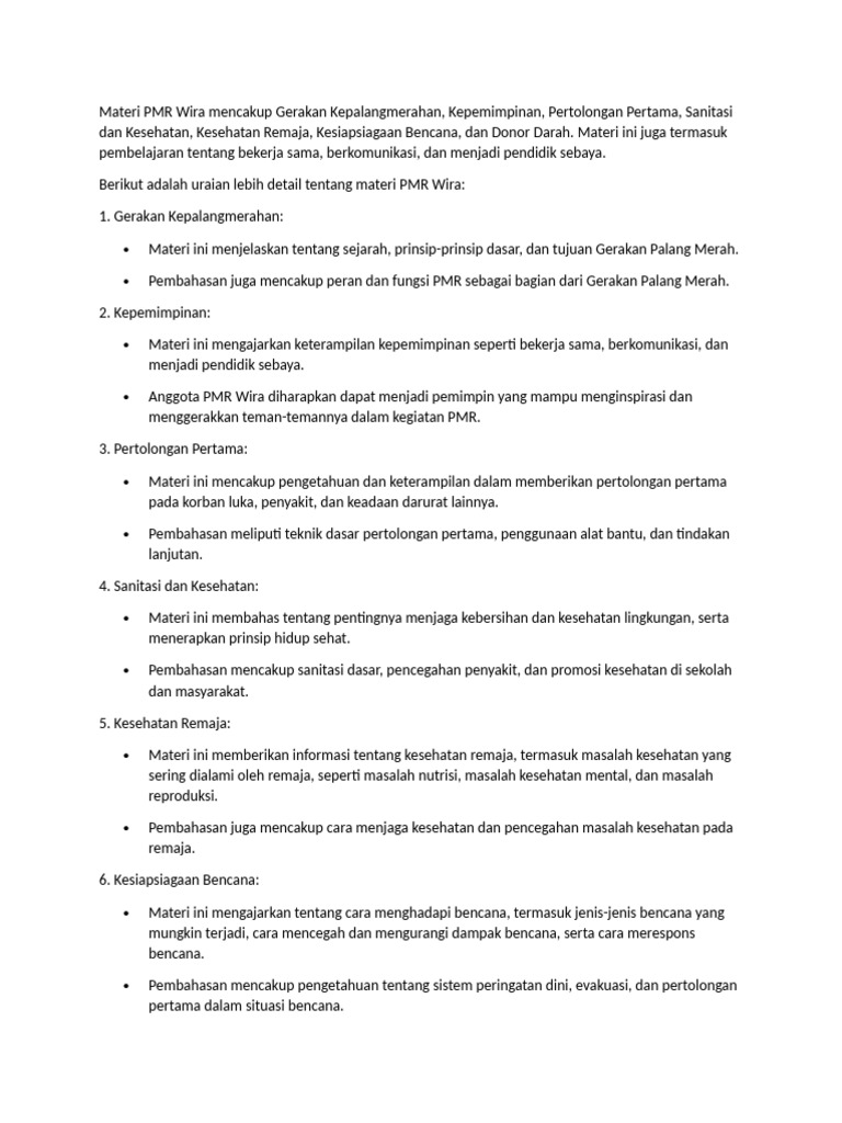 Materi Lengkap PMR Wira | PDF