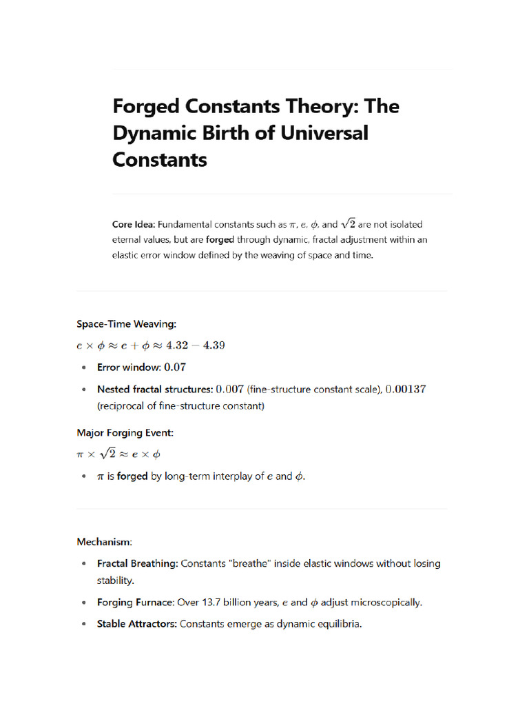 Forged Constant: The Dynamic Birth of Universal Constants. | PDF