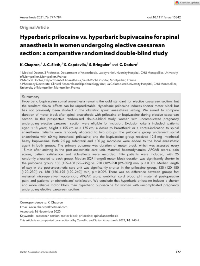 Chapron 2021 | PDF | Anesthesia | Caesarean Section