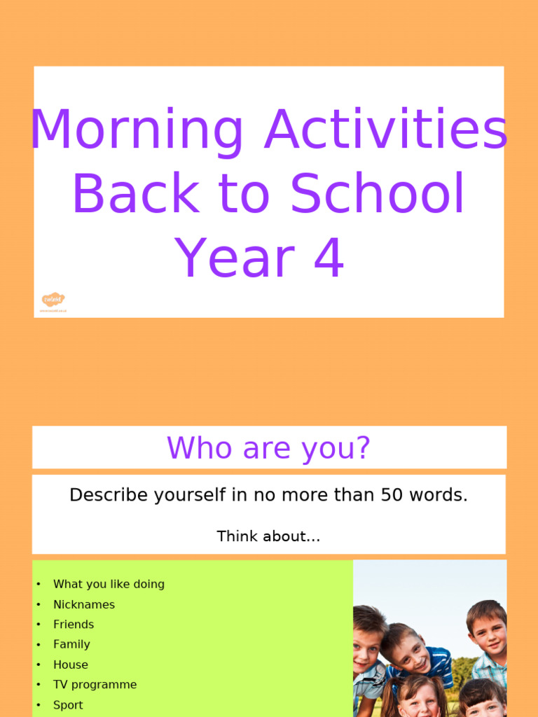 Year 4 Back to School Activities Guide | PDF