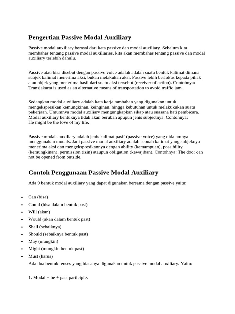 Pengertian Passive Modal Auxiliary | PDF