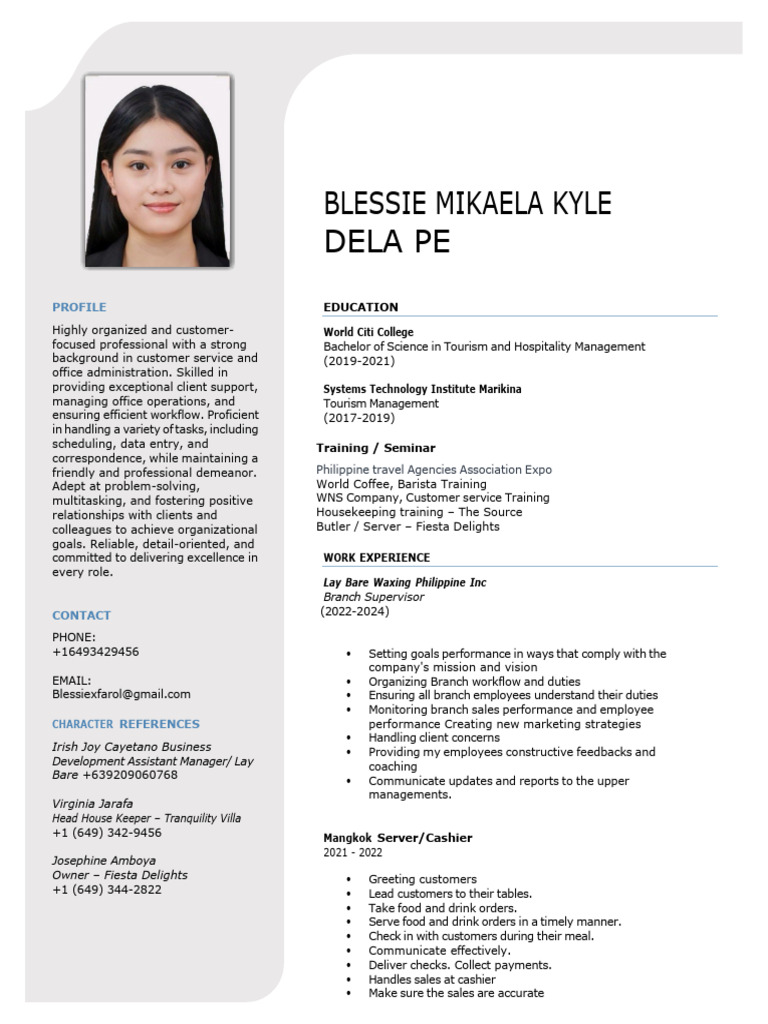 Blessie 20resume 20new | PDF | Point Of Sale | Business