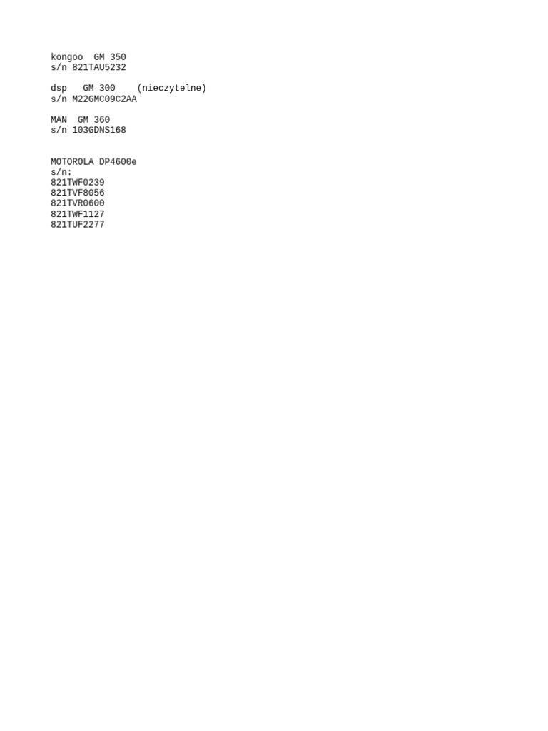 Numery Seryjne Radia W Strazy | PDF