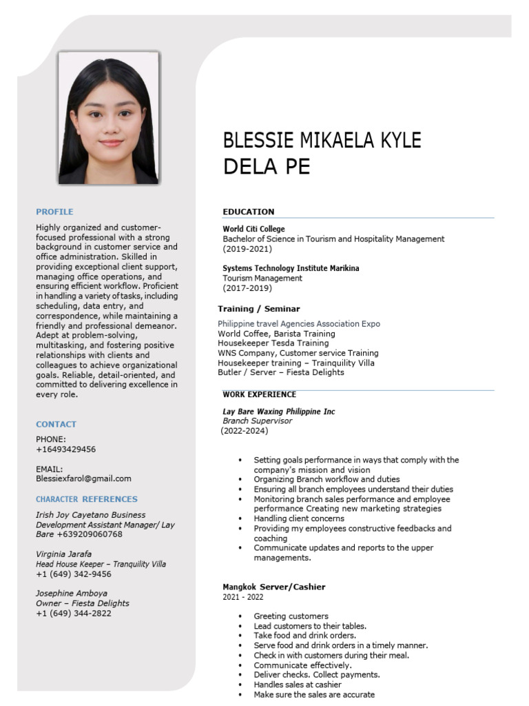 Blessie 20resume 20 | PDF | Point Of Sale | Social Psychology