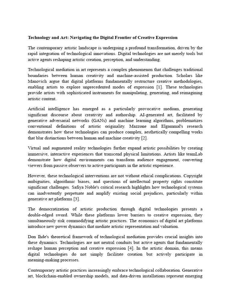 ART APP-Literature Review and Discussion (GUERRERO & UGALDE) | PDF | Creativity | Artificial ...