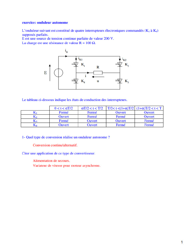 Correction TD Onduleur | PDF