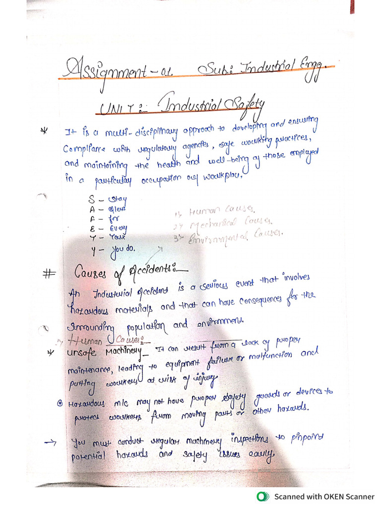 IE ASSIGNMENT Industrial Safety | PDF