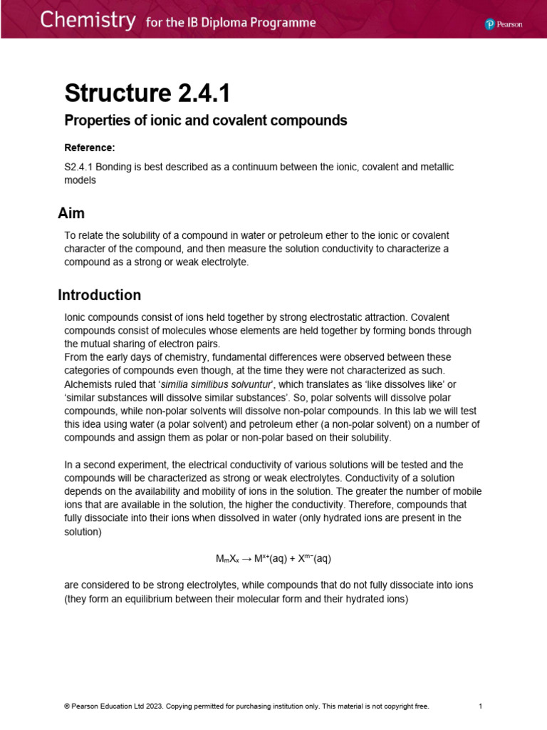 Chem Lab Skills Worksheets | PDF | Chemical Compounds | Solvation