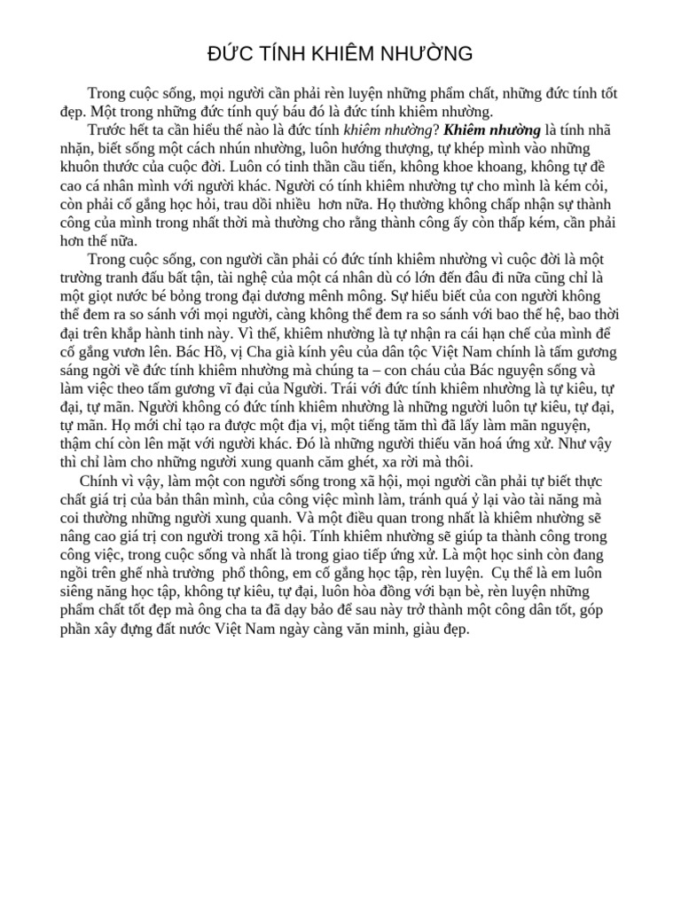 Duc Tinh Khiem Nhuong | PDF
