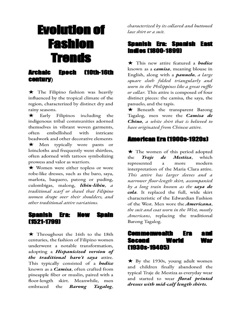 Evolution of Philippine Fashion Trends | PDF | Fashion | Clothing