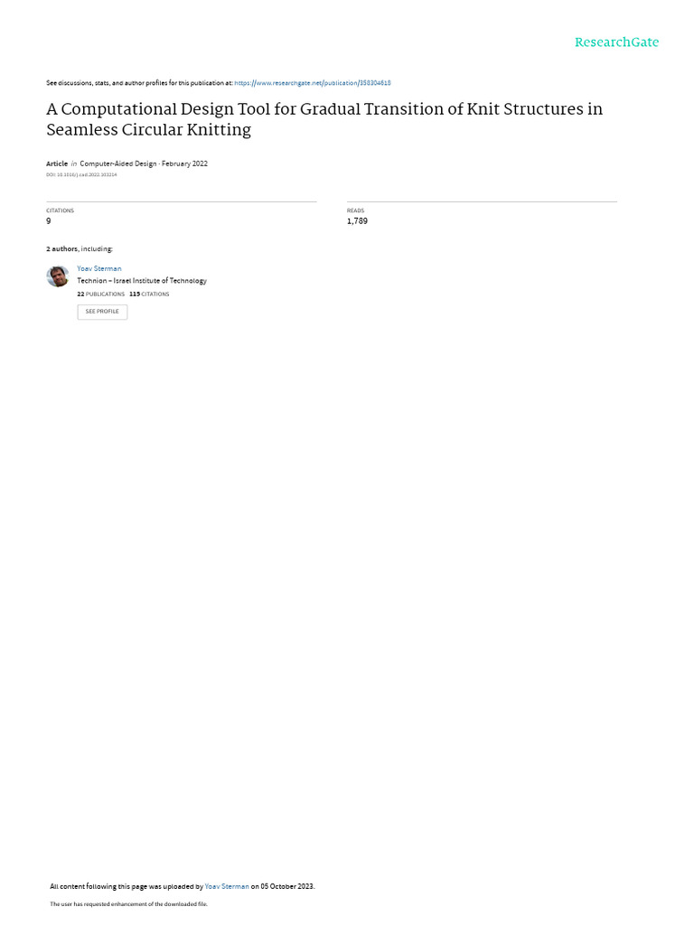 A Computational Design Tool For Gradual Transition of Knit Structures ...