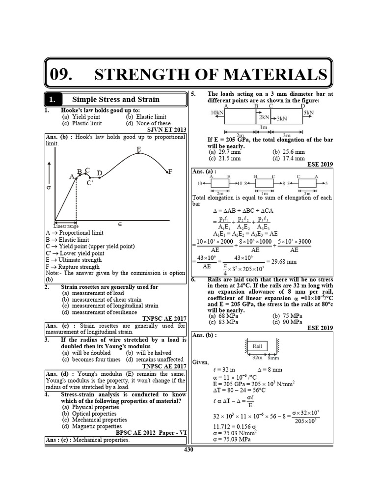 Hooke's Law and Material Strength Analysis | PDF | Deformation ...