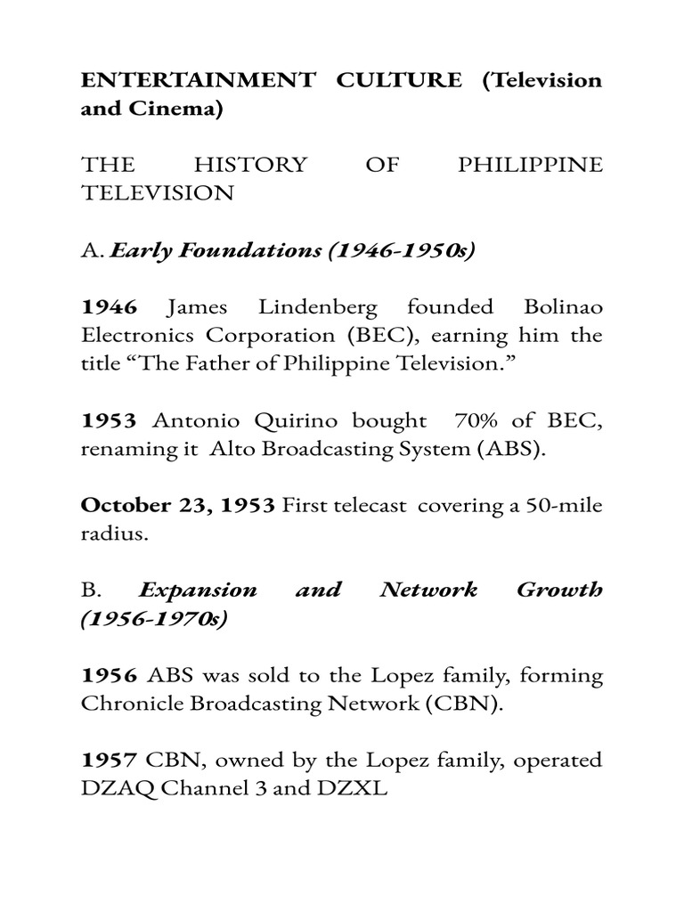 History of Philippine Television | PDF | Television | Mass Media