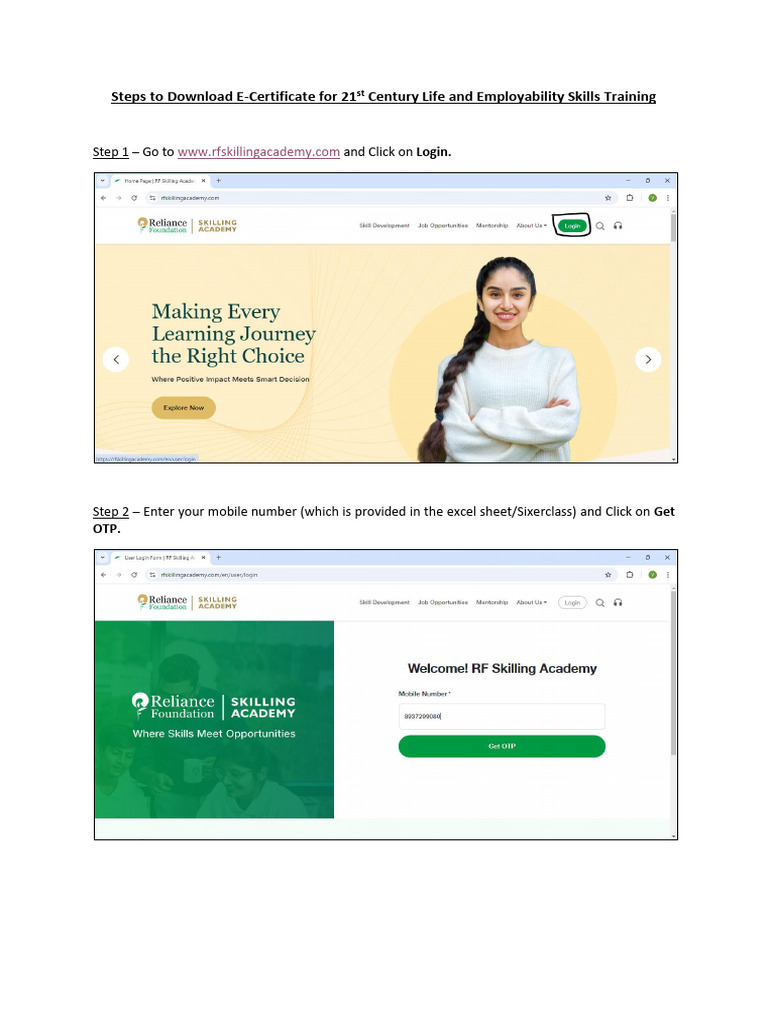 Steps To Download E-Certificate | PDF