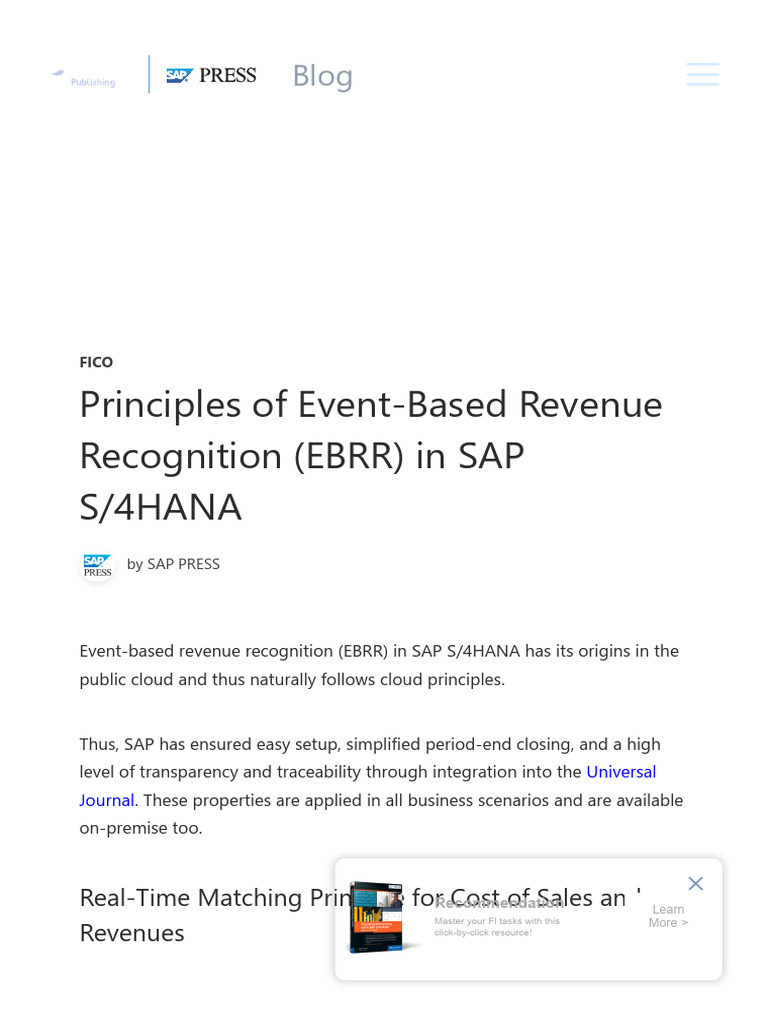 Event-Based Revenue Recognition in SAP | PDF | Revenue | Deferral