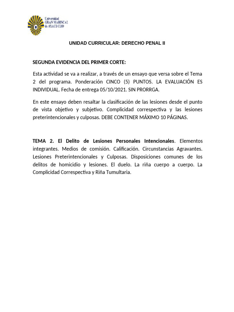 Segunda Evidencia Primer Corte | PDF
