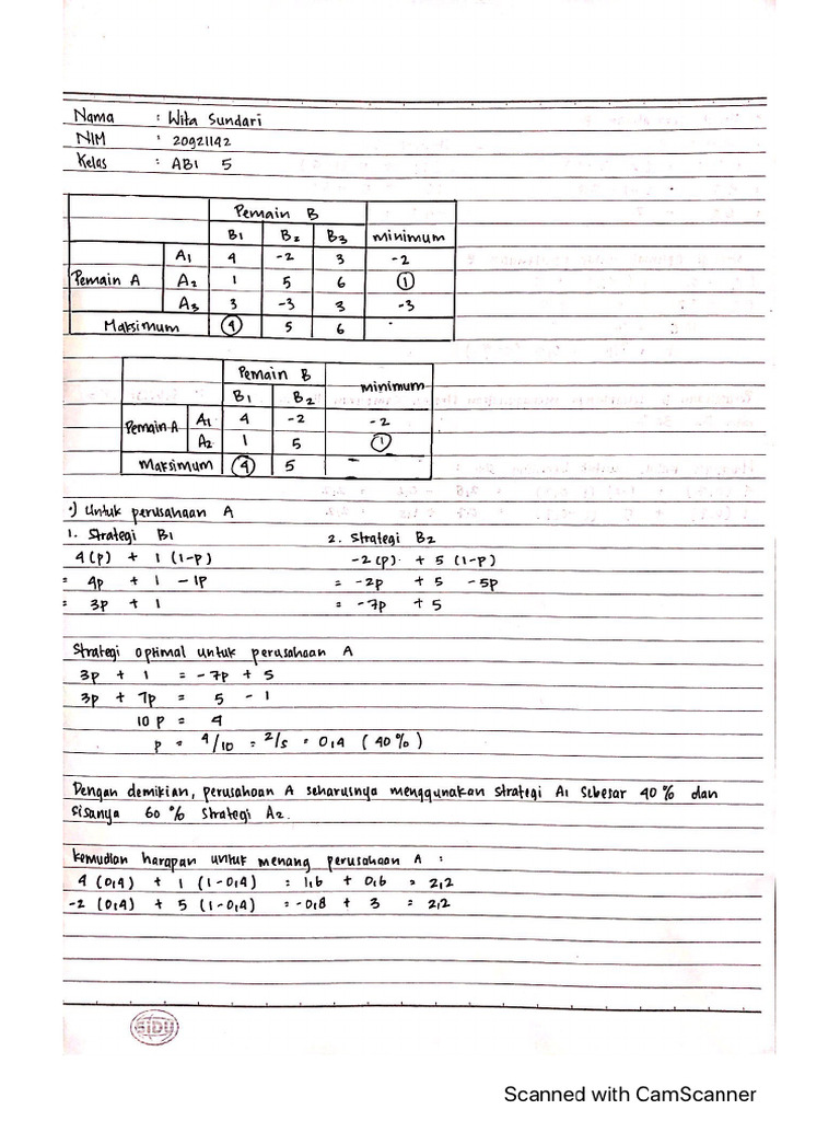 Tugas Game Theory | PDF