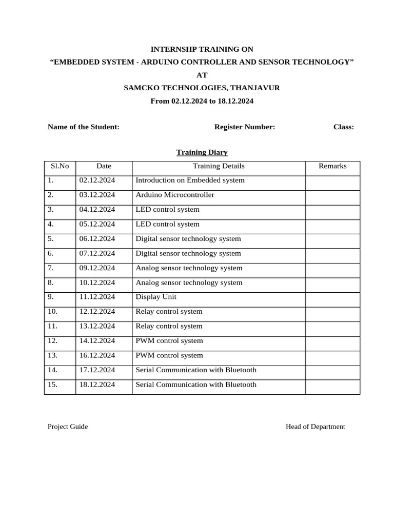 Internship Diary | PDF