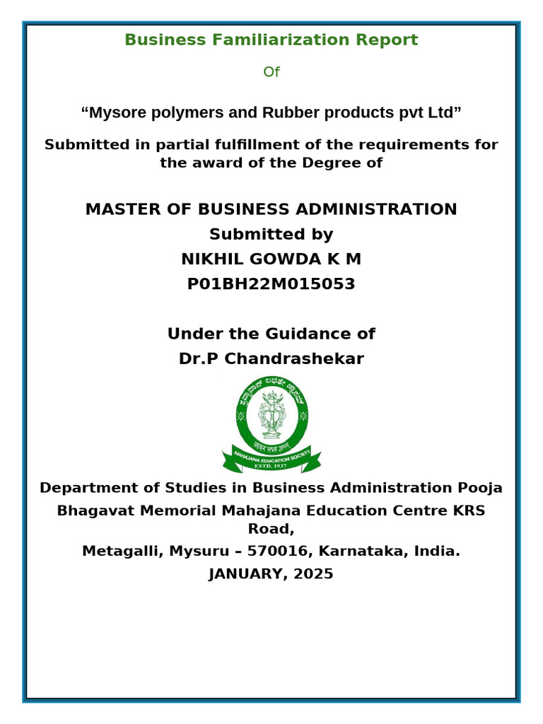 Business Familiarization Report | PDF | Educational Stages