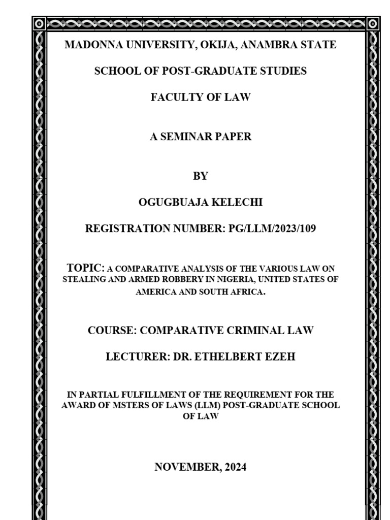 Punishments for Robbery in Nigeria | PDF | Theft | Robbery