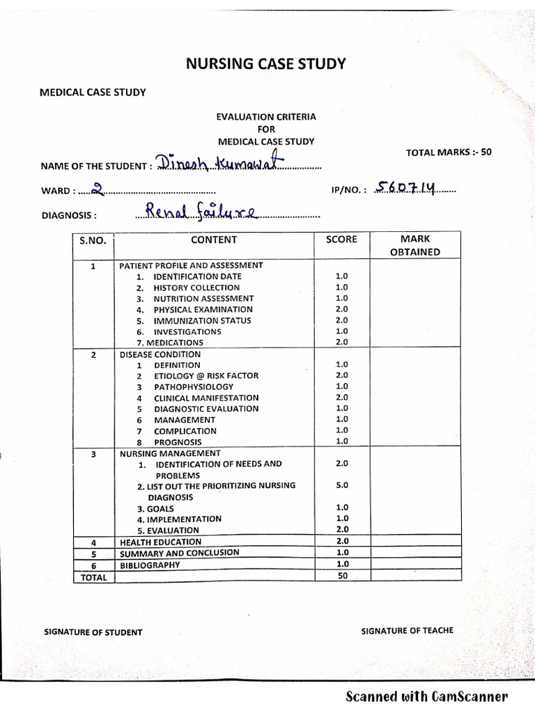 Renal Failure Case Study | PDF