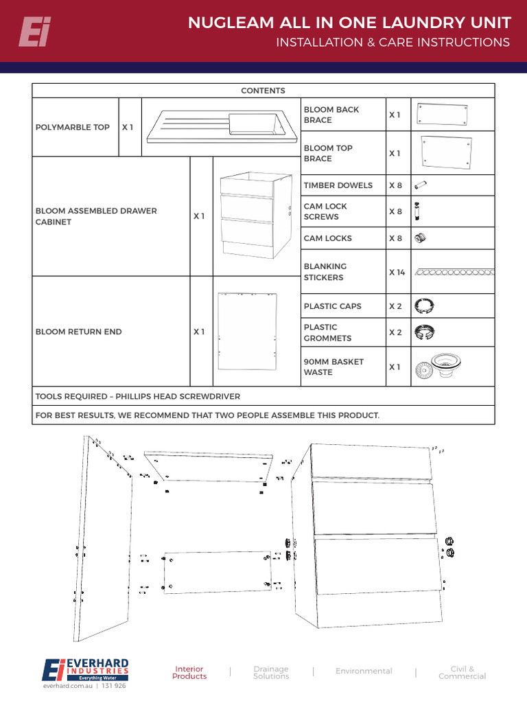 Nugleam Laundry Unit Setup Guide | PDF | Washing Machine | Screw