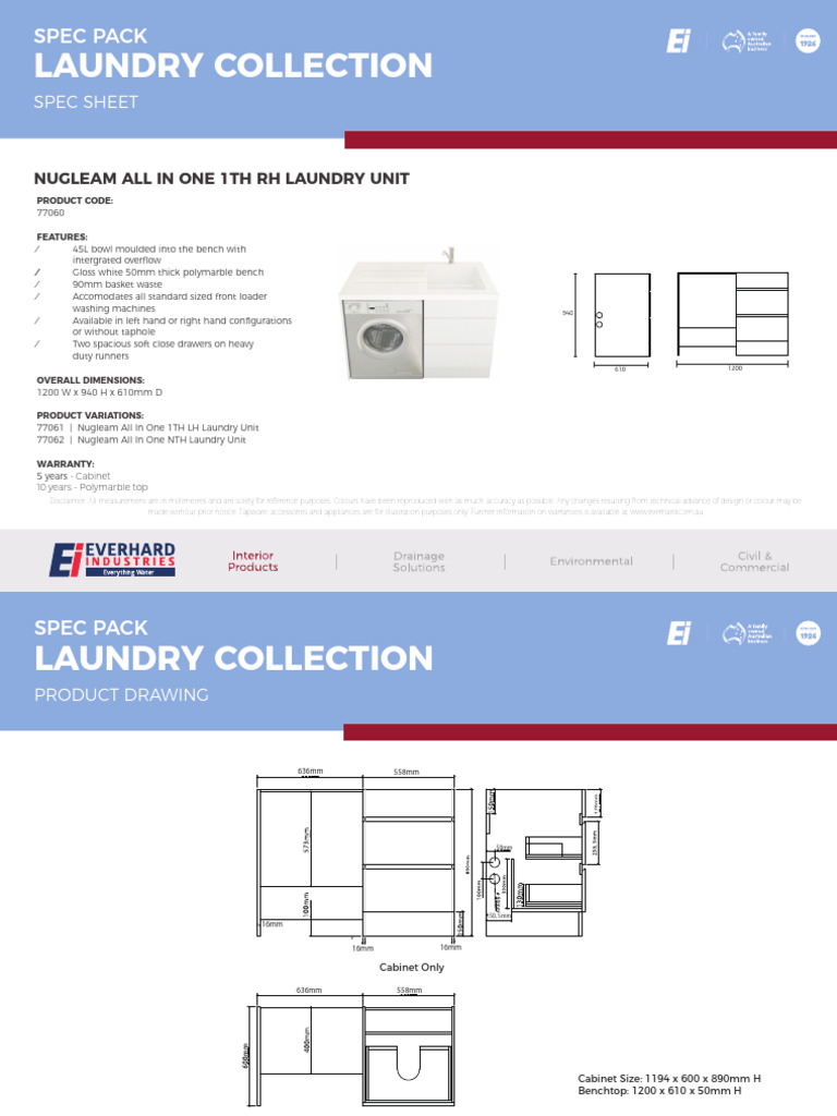 Nugleam All-in-One Laundry Unit Specs | PDF