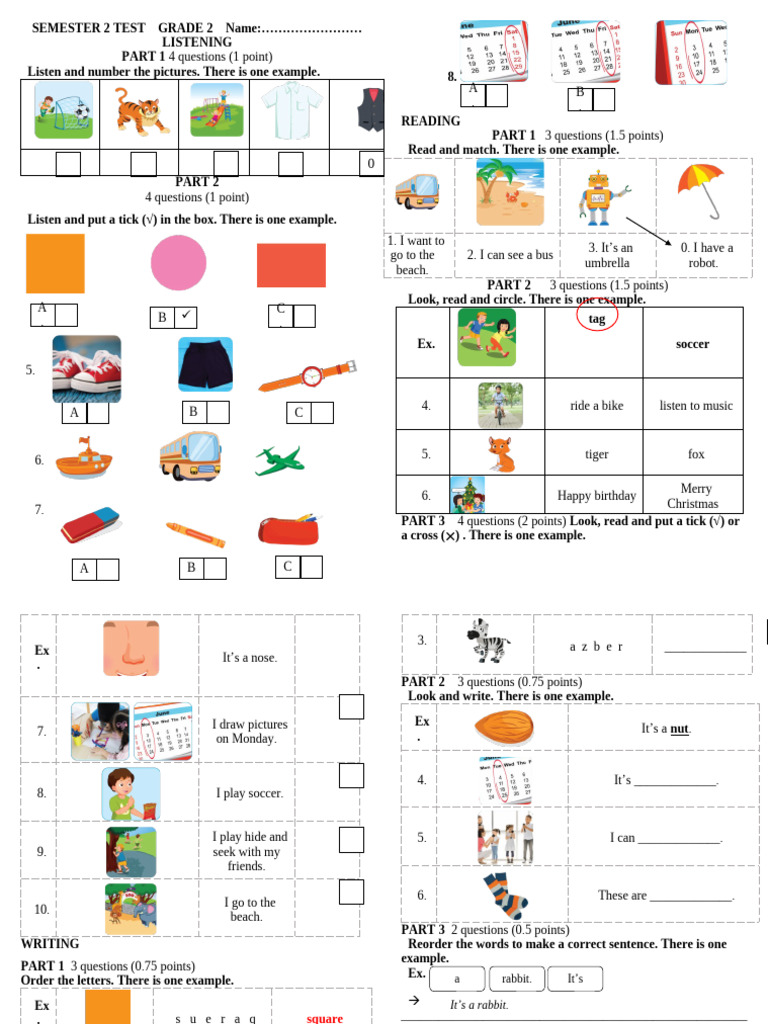 Đề KT HK II - Tiếng Anh 2 Smart Start | PDF